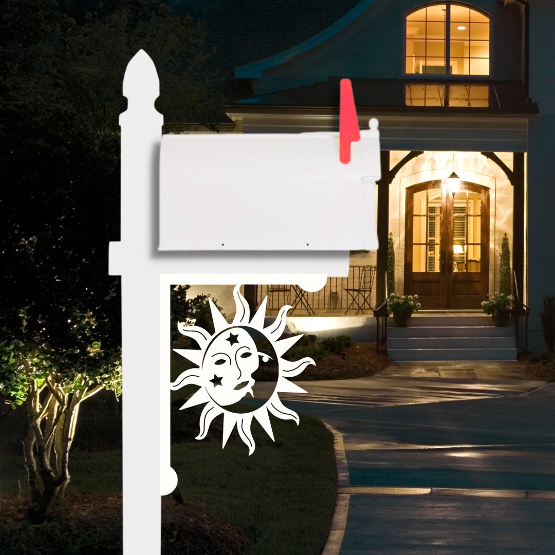 Mailbox Bracket Sun and Moon Large 16x21 Inch, Custom Mailbox, Coastal ...