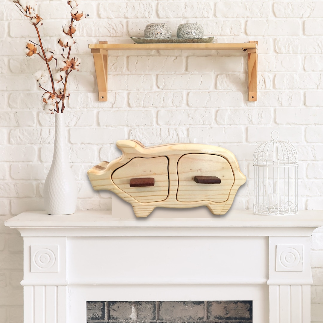 Solid Wood Box W/drawers - Piggy Box, Jewelry Box, Handcrafted, Custom ...