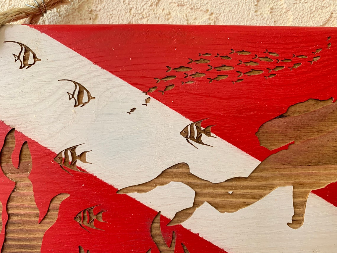 Wall Plaque Dive Flag Underwater Scene Name Sign Painted - Etsy