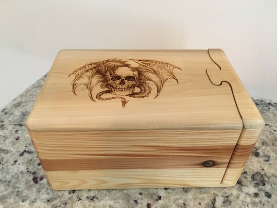 Solid Wood Puzzle Box Dragon Skull Wooden Box Jewelry Box - Etsy