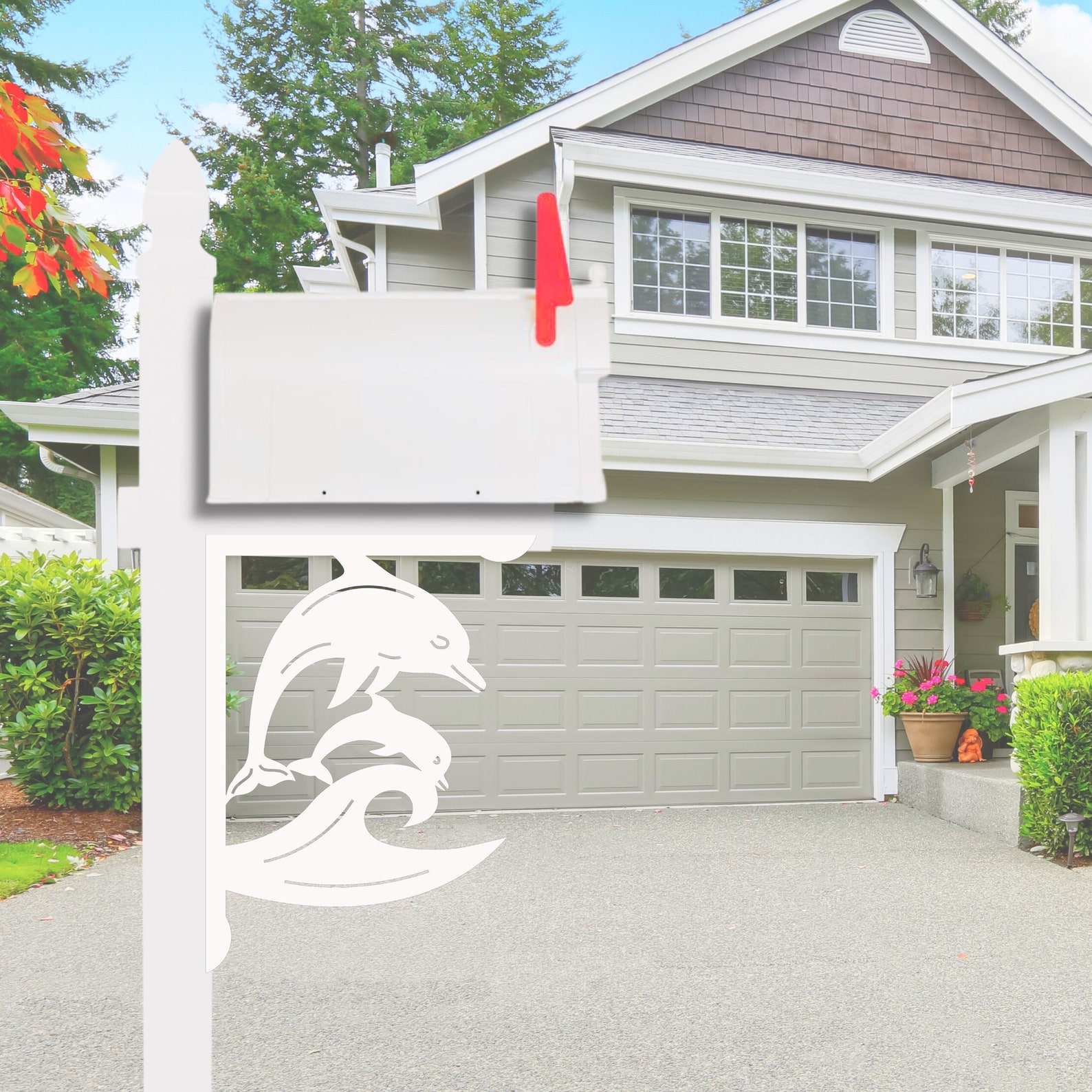 Mailbox Bracket - Dolphin With Baby, Large 16x21 Inch, Custom, Coastal ...