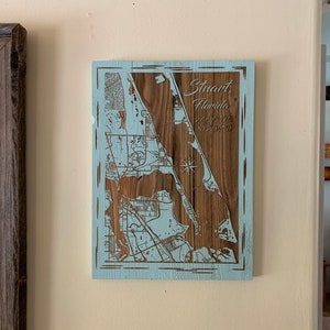 Map Engraved - Stuart, Florida, Map, Custom Engraving, Wood Wall Art ...