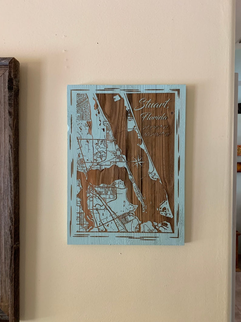 Map Engraved Stuart Florida Map Custom Engraving Wood - Etsy