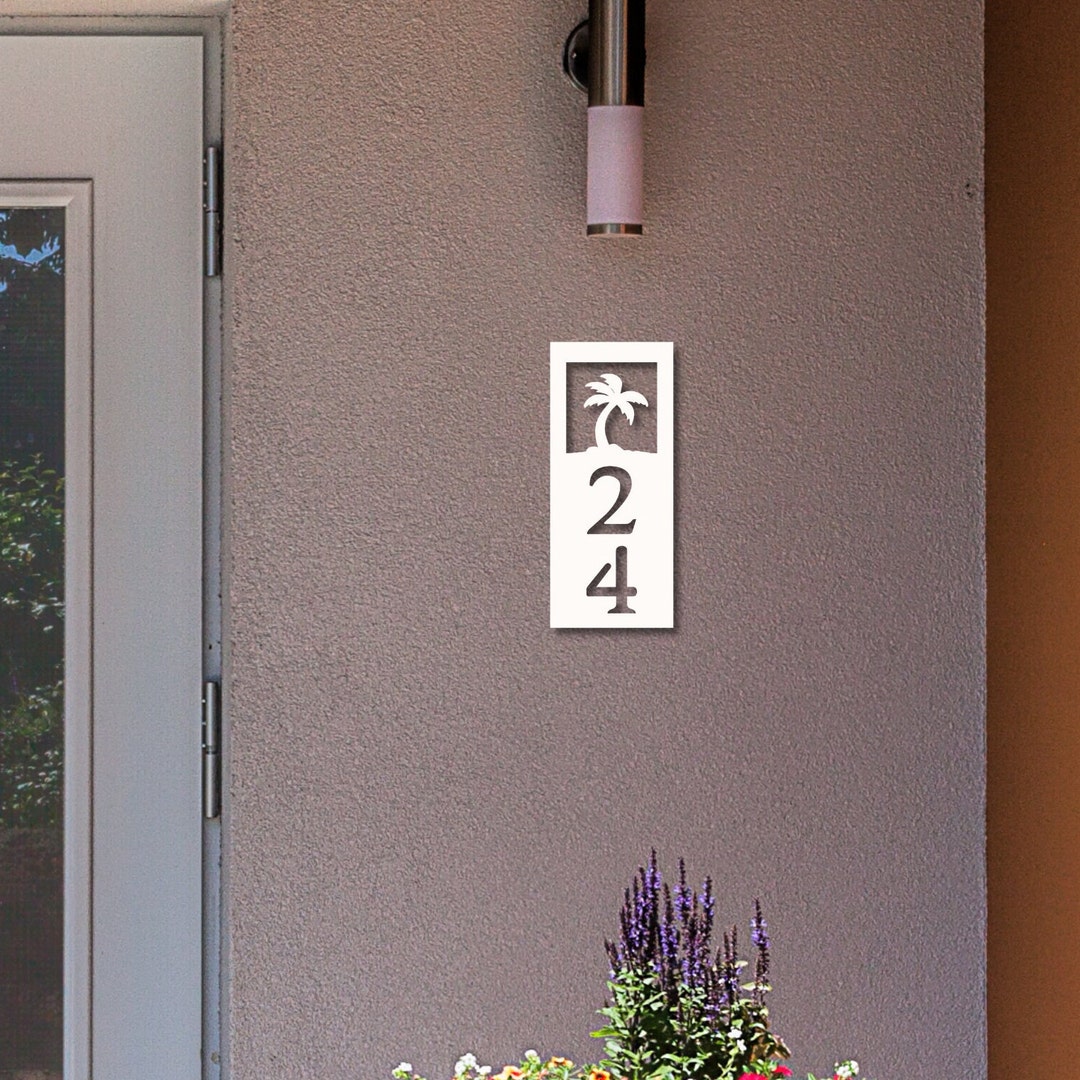 House Number Plaque Boxed - Palm Tree, Address Plaque, Address Sign ...