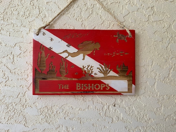 Wall Plaque Dive Flag Underwater Scene Name Sign Painted - Etsy