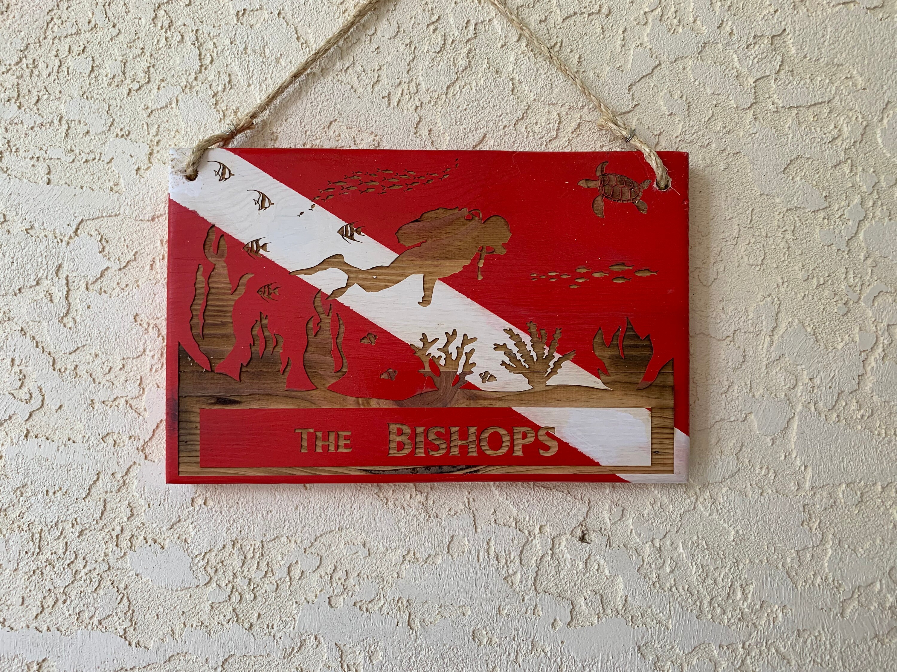 Wall Plaque Dive Flag Underwater Scene Name Sign Painted - Etsy