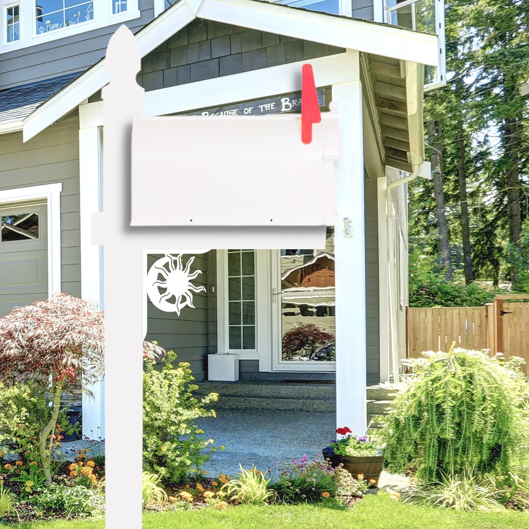 Mailbox Bracket - Sun and Moon Simple 7x9 Inch, Custom Mailbox, Coastal ...