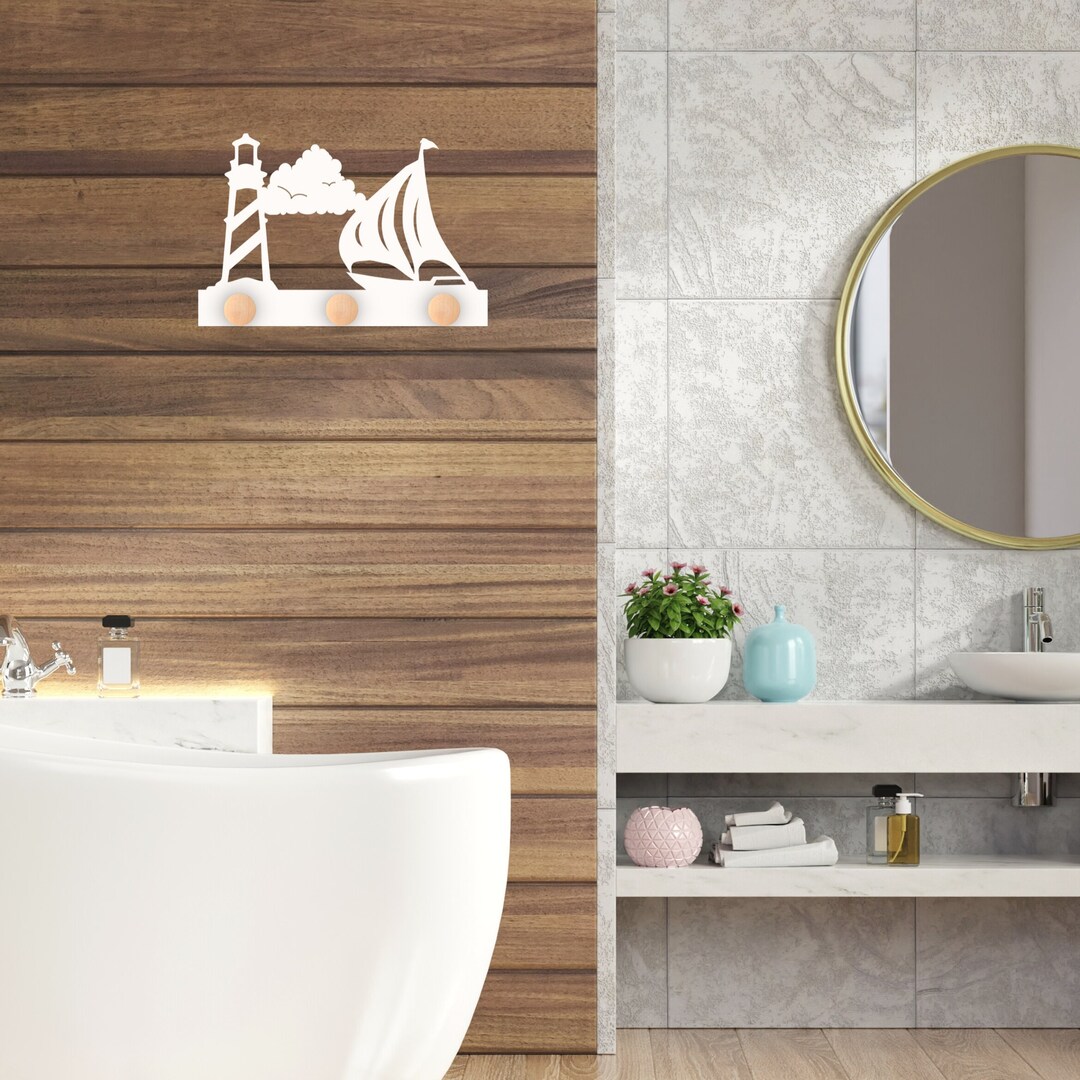 Coat Rack - Lighthouse Sailboat, Robe Hook, Leash Holder, Hat Rack ...