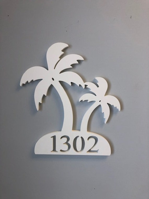 House Number Plaque Palm Tree Double Address Plaque | Etsy