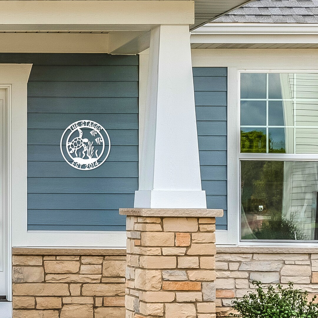 Wall Art - Turtle Reef Name & Date Sign Tropical, Outdoor Decor ...