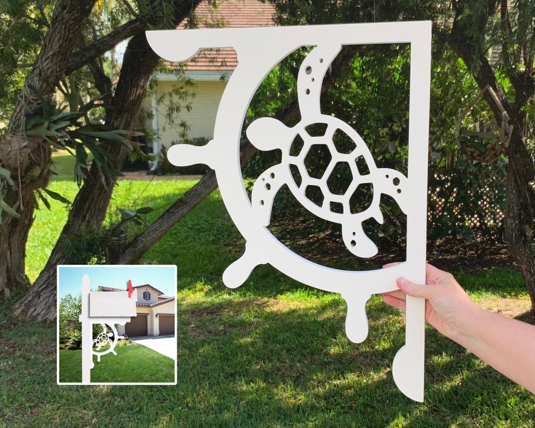 Mailbox Bracket - Ship's Wheel Turtle Large 16x21 Inch, Custom, Coastal ...