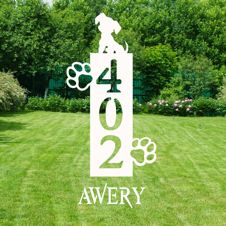 House Number Plaque - Puppy and Paw Print, Address, Custom ...