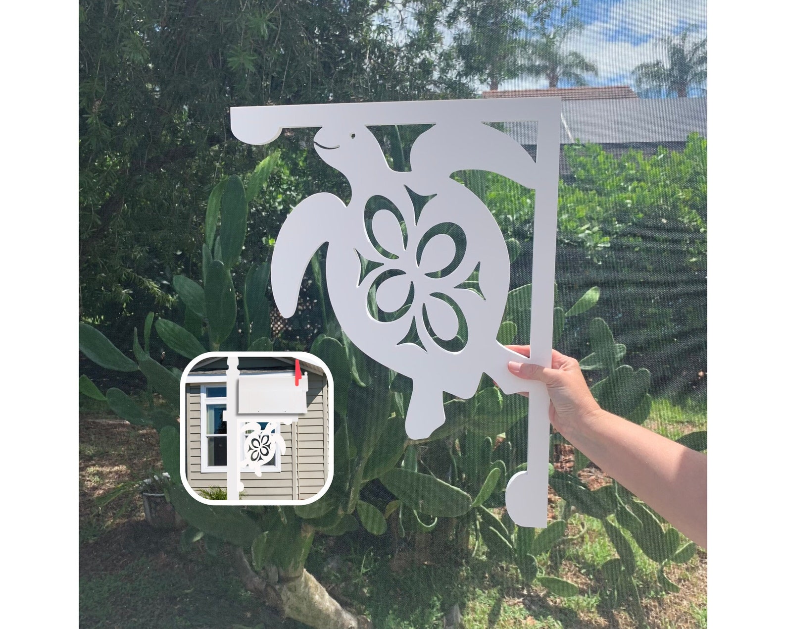 Mailbox Bracket - Turtle Tattoo Large 16x21 Inch, Custom, Coastal ...