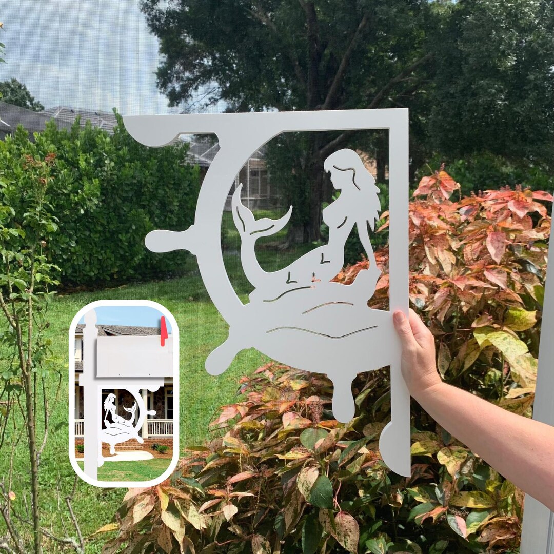 Mailbox Bracket - Ship's Wheel Mermaid Large 16x21 Inch, Custom ...
