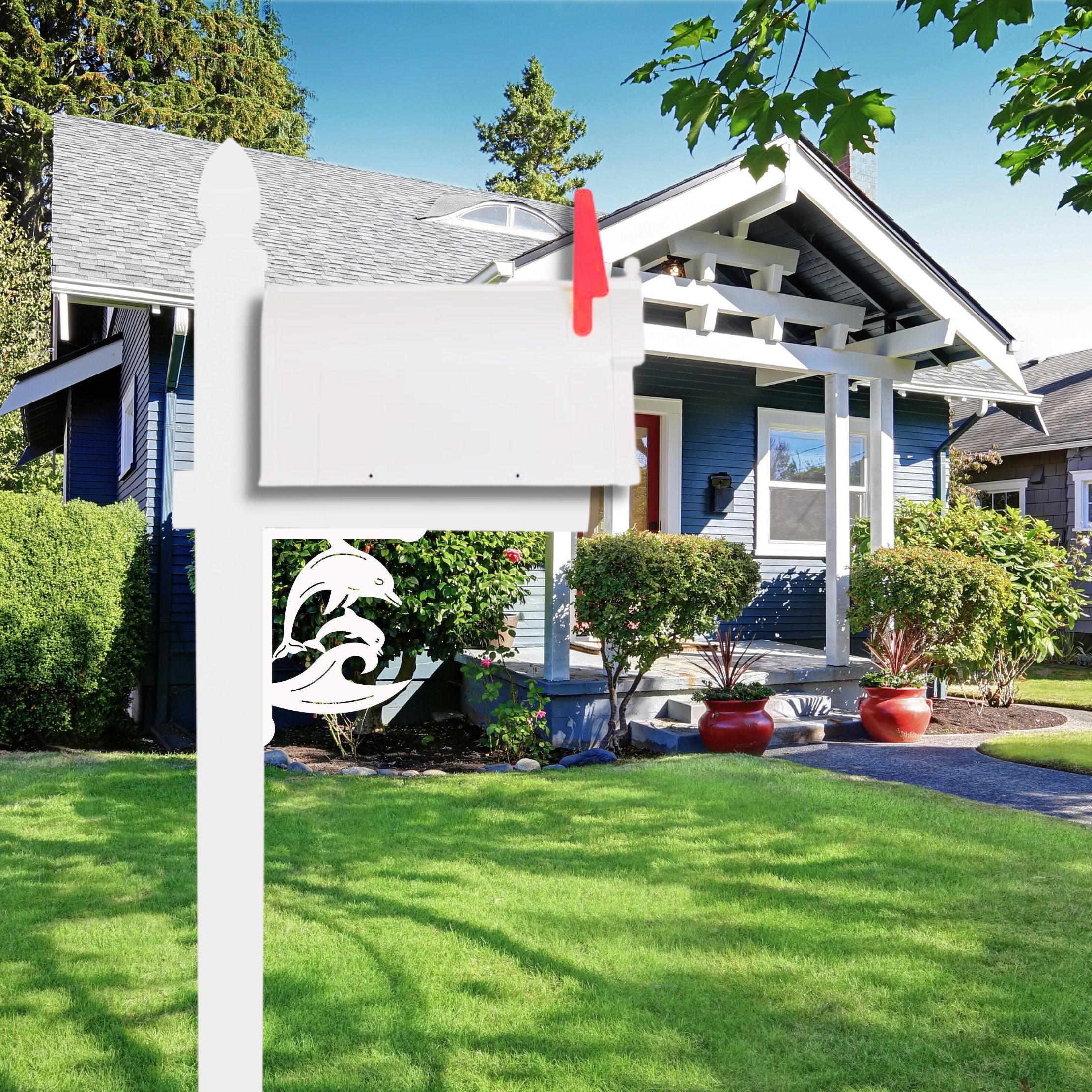 Mailbox Bracket Dolphin W/baby Small 7x9 Inch, Custom Mailbox, Coastal ...