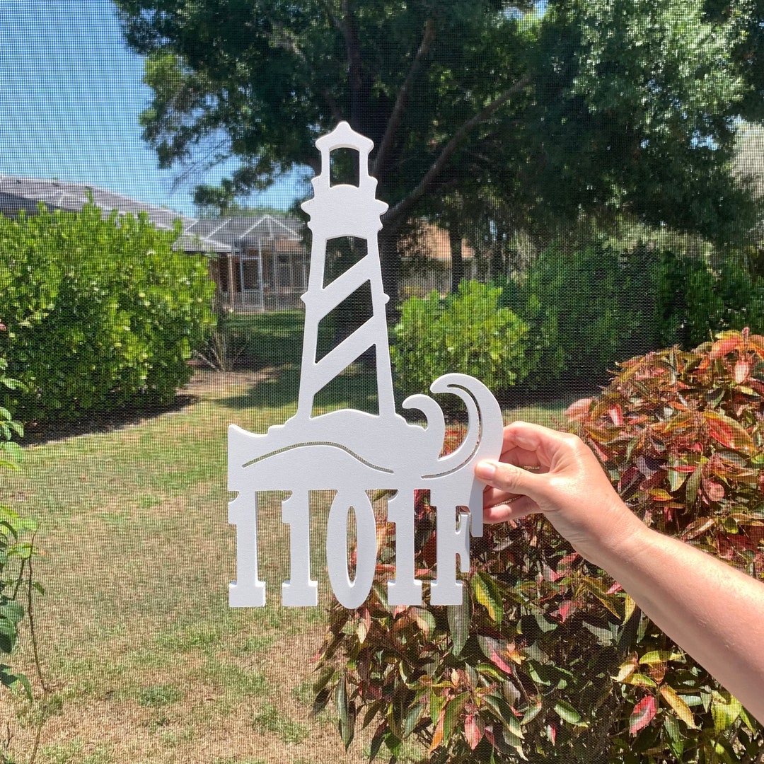 Custom Lighthouse House Number Sign, Coastal Address Plaque - Etsy