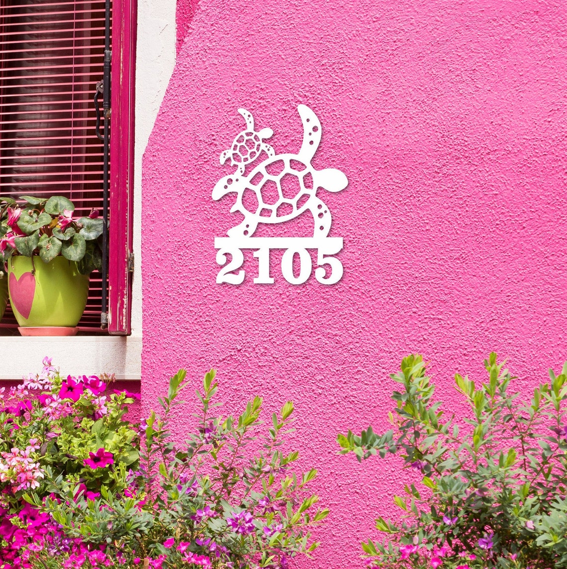 House Number Sign Turtle & Baby New Design Address Plaque - Etsy