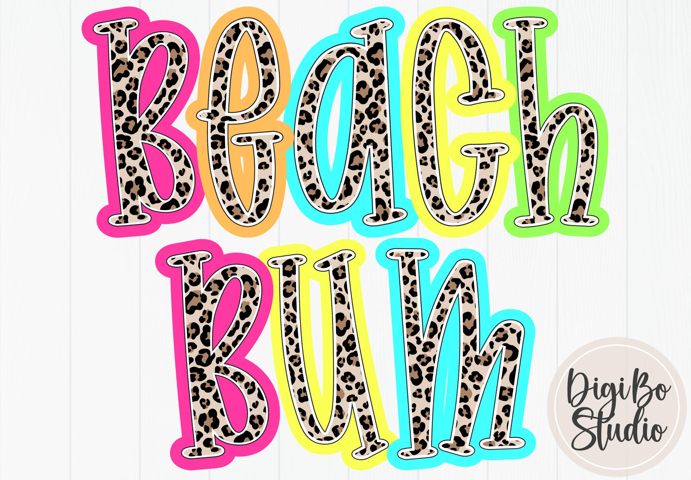 Preppy Neon Summer Beach Bum Tshirt Png Design | Bright Leopard Print ...