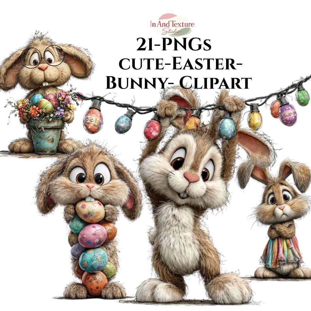 Easter Bunny Clipart,spring Rabbit Illustration, Pastel Graphic ...