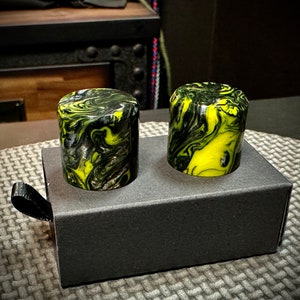 Custom yellow Damascus Guitar and Bass Volume Knob Set - Etsy