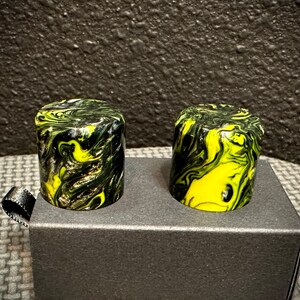 Custom yellow Damascus Guitar and Bass Volume Knob Set - Etsy