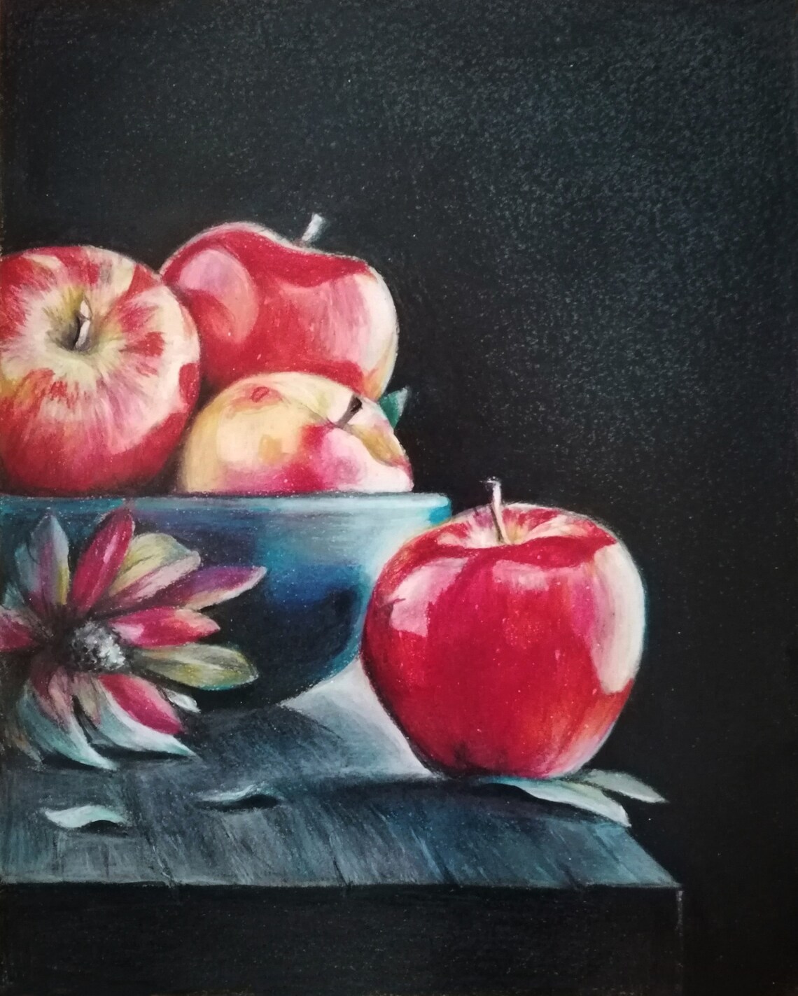 Original Drawing, Still Life Colored Pencil Drawing, Apples. Still Life ...