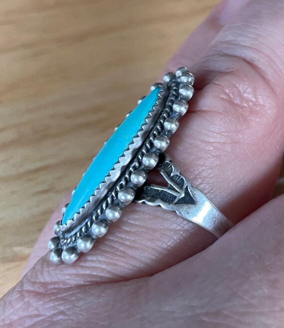Vintage Artist Signed Native American Turquoise Ring … - Gem