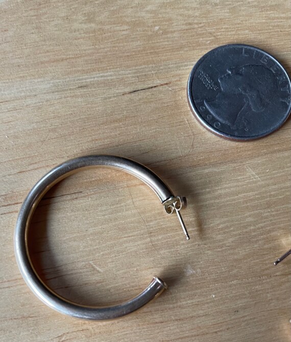 Large Vintage 14k GF Hoop Earrings - Gem