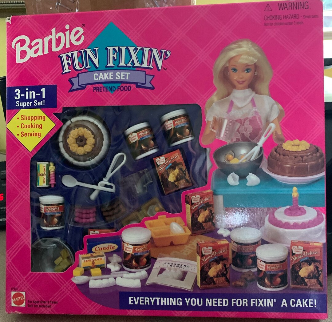 Vintage 1995 Pink Box Barbie Fun Fixin Cake Set 3 in 1 Super Set - Etsy