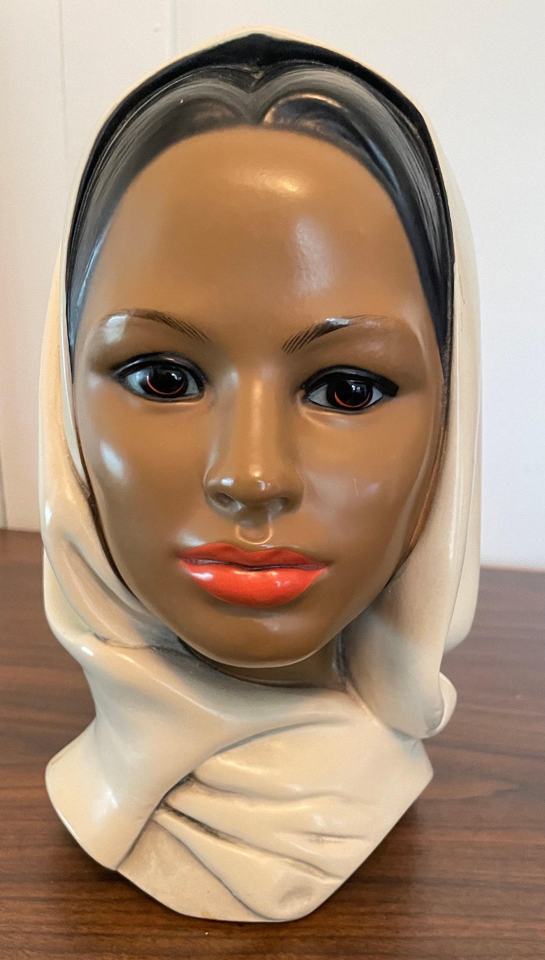 Large Beautiful Marwal Chalkware Polynesian Lady With Head Scarf - Etsy