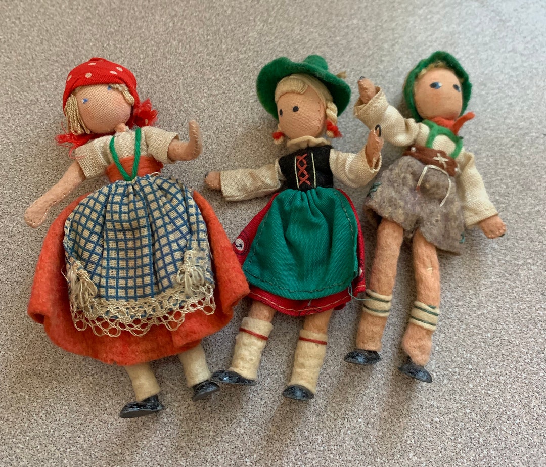 Vintage Antique BAPS German Felt Doll Set of 3 Hansel and Gretel Small ...