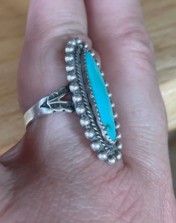 Vintage Artist Signed Native American Turquoise Ring … - Gem