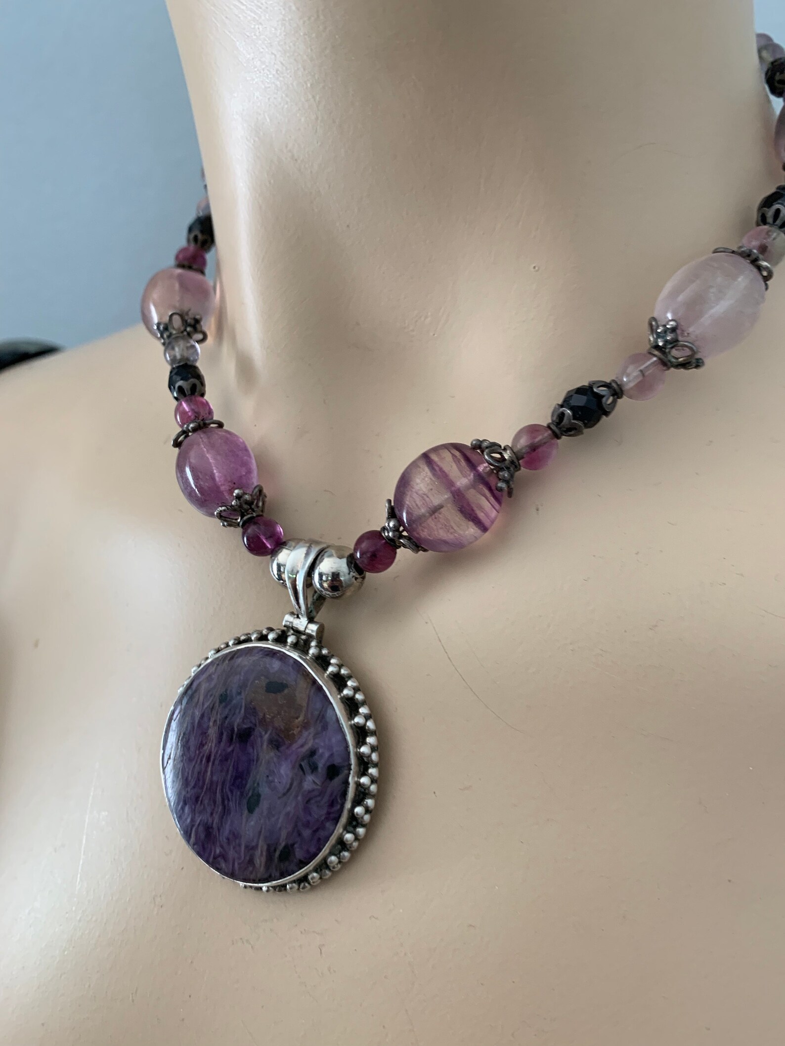 Handmade Sterling Silver and Purple Jasper Necklace - Etsy