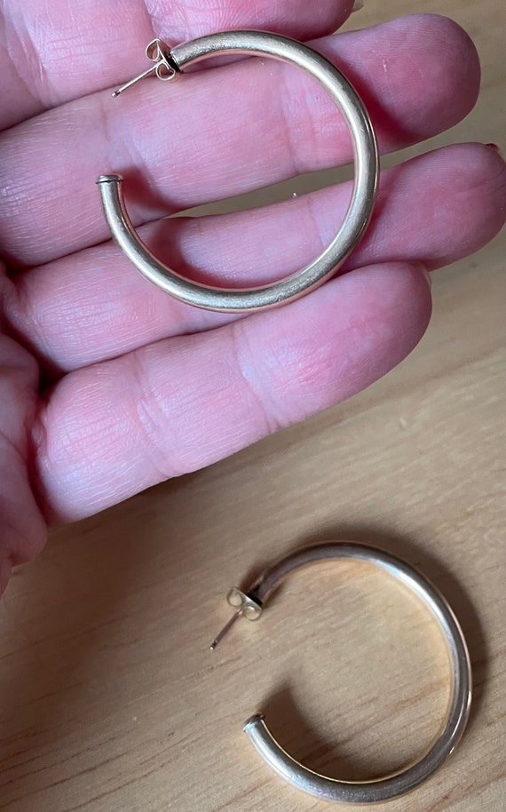 Large Vintage 14k GF Hoop Earrings - Gem