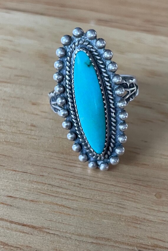 Vintage Artist Signed Native American Turquoise Ring … - Gem