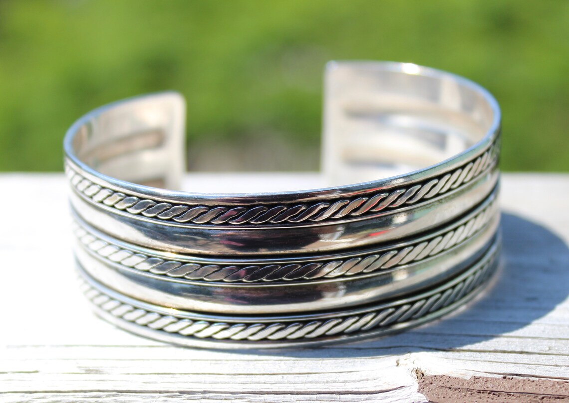 Beautiful Vintage Sterling Silver Cuff Bracelet | Etsy