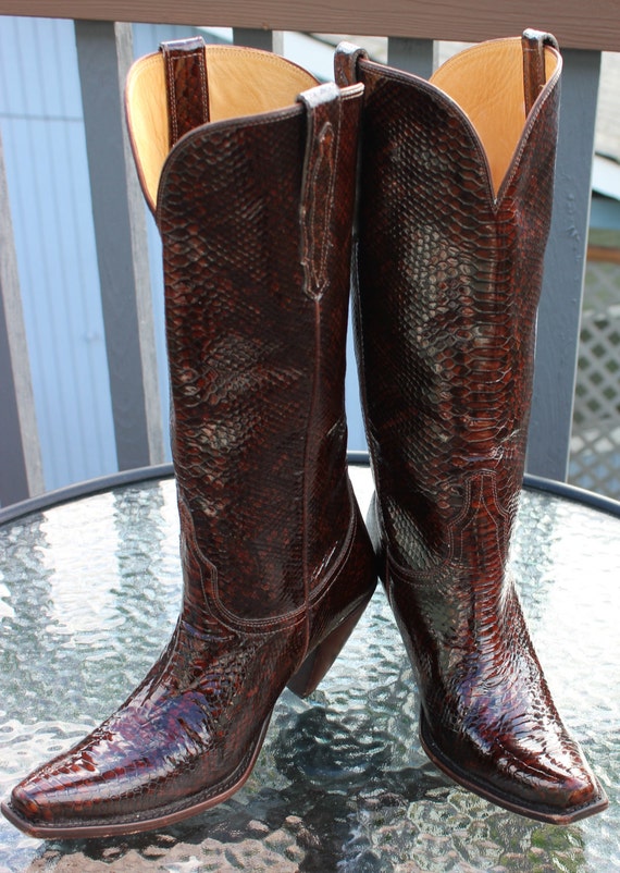 Shinny Brown Genuine Snake Lizard Skin Ladies Cowboy Boots | Etsy
