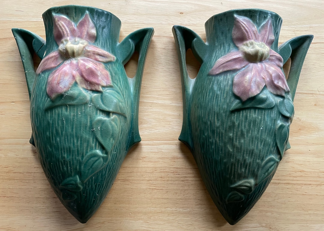 Pair of Vintage 1930's Roseville Pottery Wall Pockets 1495-8" - Etsy