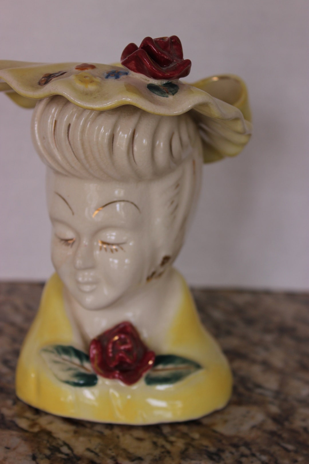 Beautiful Large Lady Pottery Clay Head Vase With Flowers - Etsy