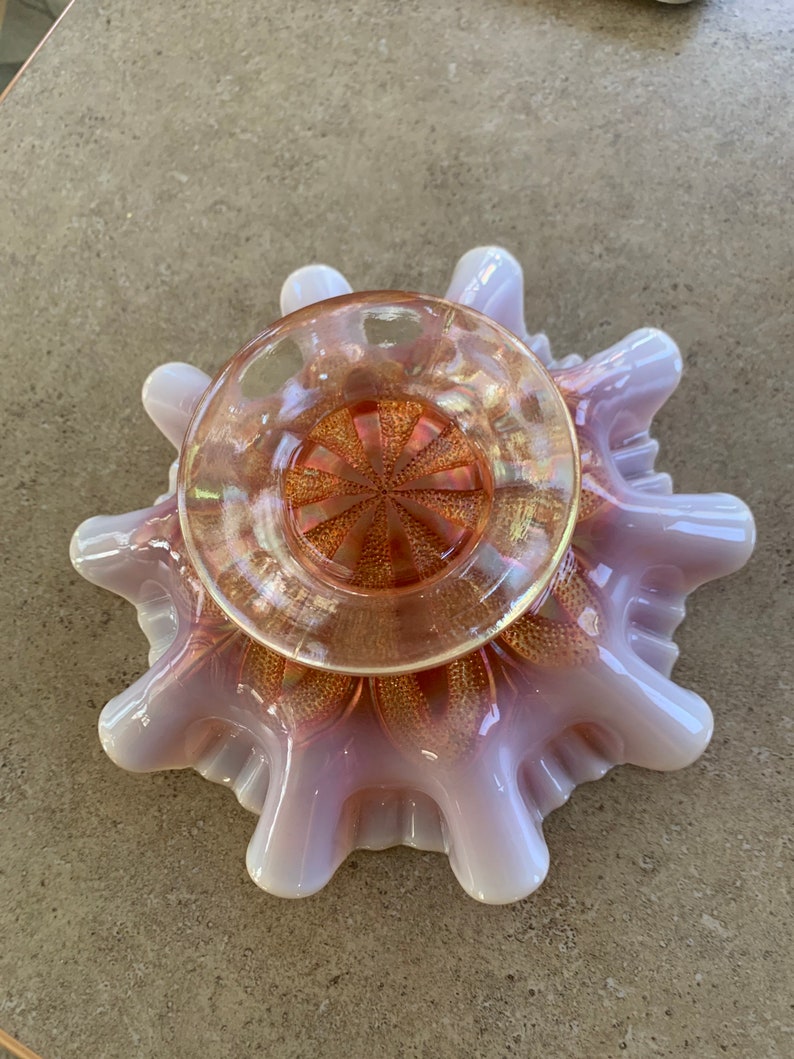 Vintage Dugan Carnival Glass Amber Border Plants Pattern - Etsy