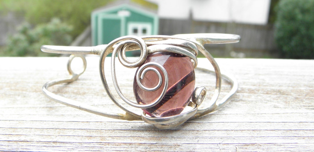 Unique Vintage Sterling Silver Wire Wrapped Bracelet With - Etsy