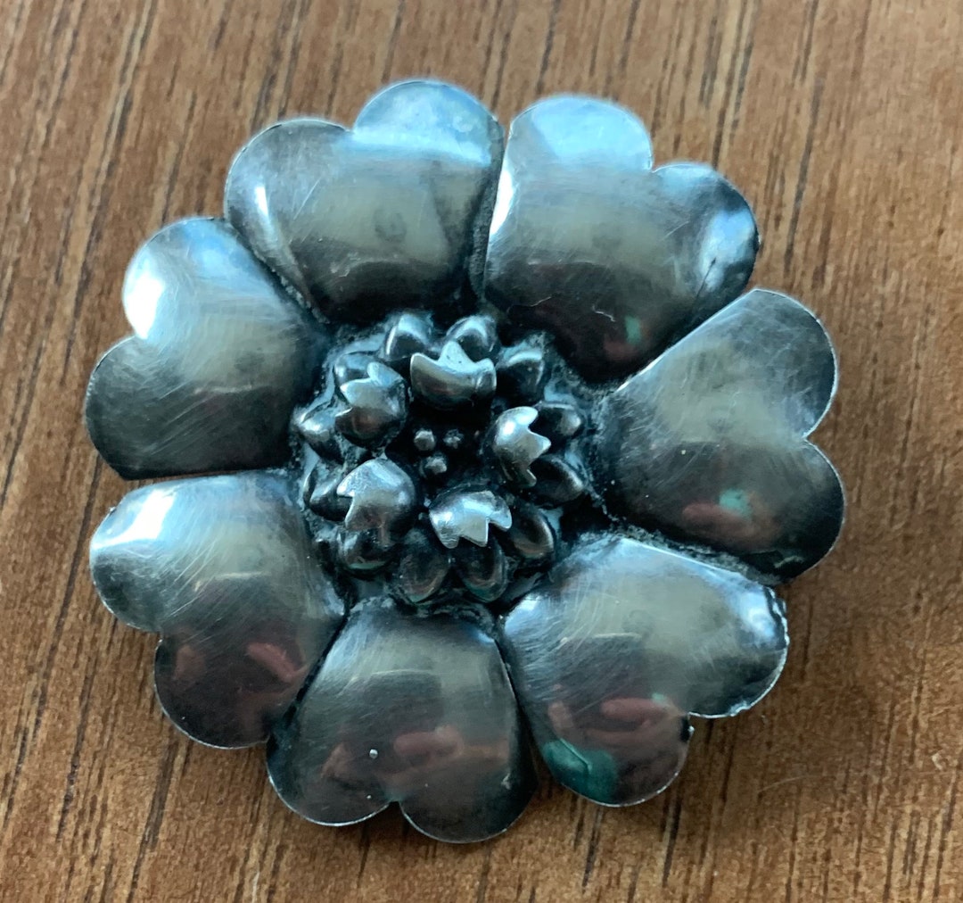 Vintage Custom Artist Signed Sterling by Legro Silver Flower Pin - Etsy