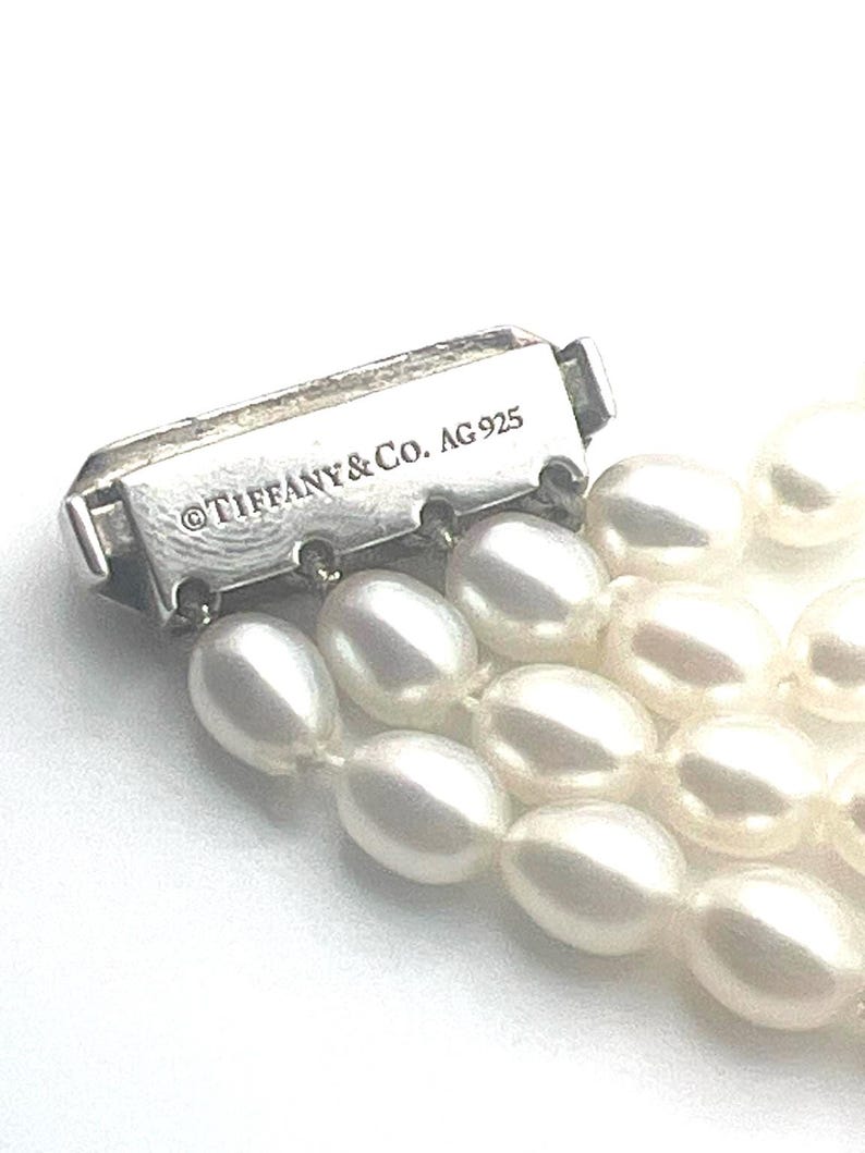 Vintage Tiffany & Co Ziegfeld Four Row Cultured Pearl Onyx Bracelet ...