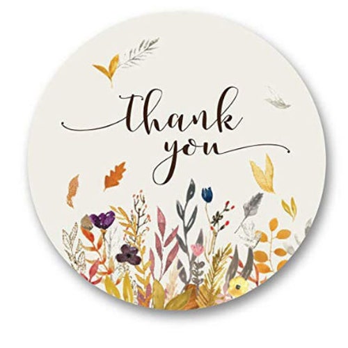 Thank You Stickers Thank You Flowers Labels 1 Round - Etsy