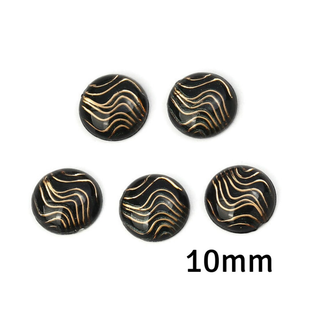 Cabochons en or noir 10 mm Cabochons motif rayures or noir - Etsy France
