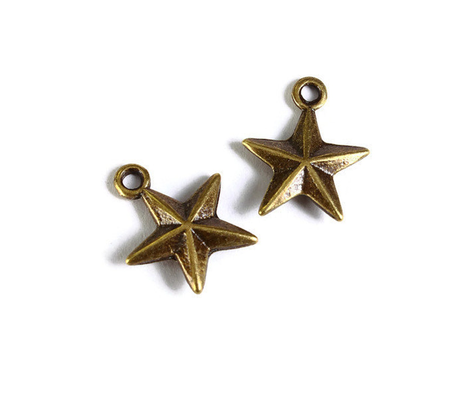 Antique Brass Star Pendant Antique Brass Star Charm 3d - Etsy