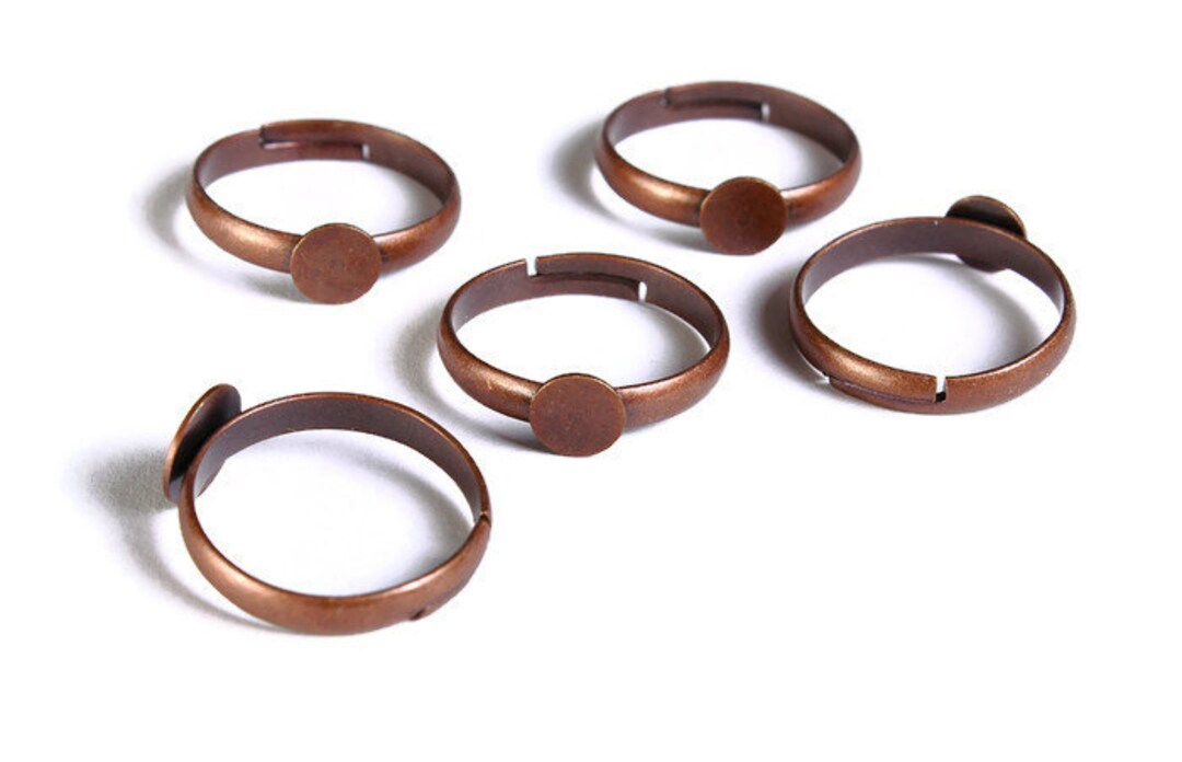 6mm Antique Copper Pad Ring Blank Adjustable - Blank Ring Cabochon Base ...