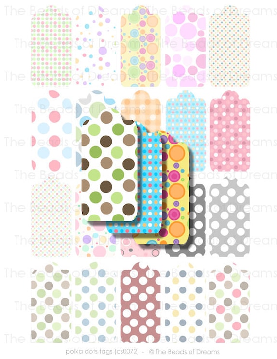 20 Polka Dots Tags Printable Digital Collage Sheet Digital | Etsy