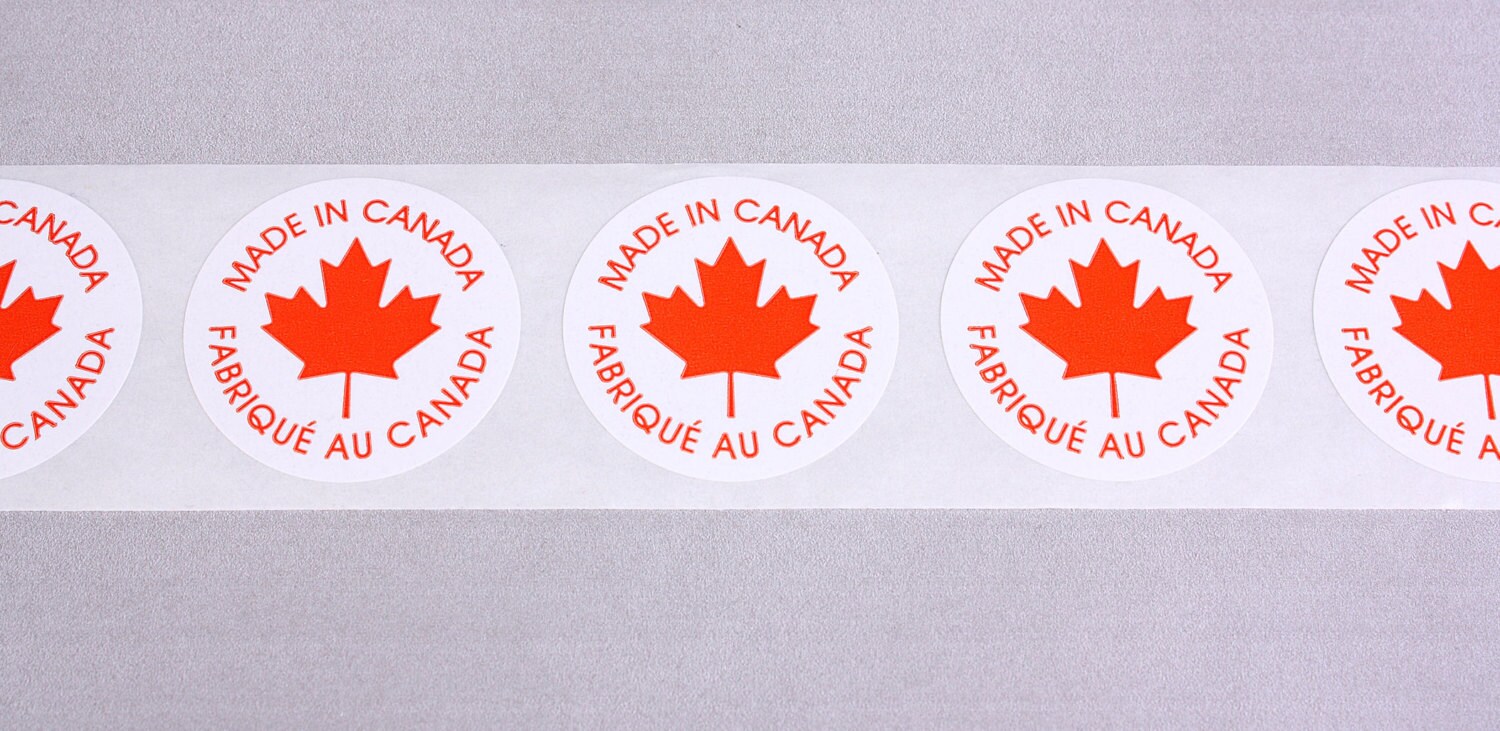 Made in Canada stickers 1 circle red and white round | Etsy