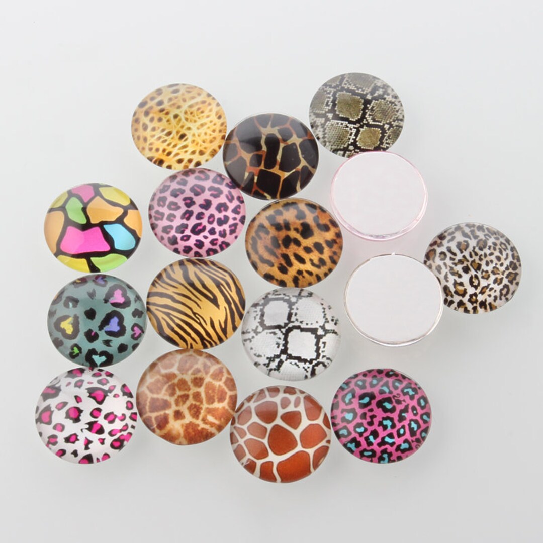 12mm Animal Skin Pattern Cabochons 12mm Round Cabochons 12mm Glass ...